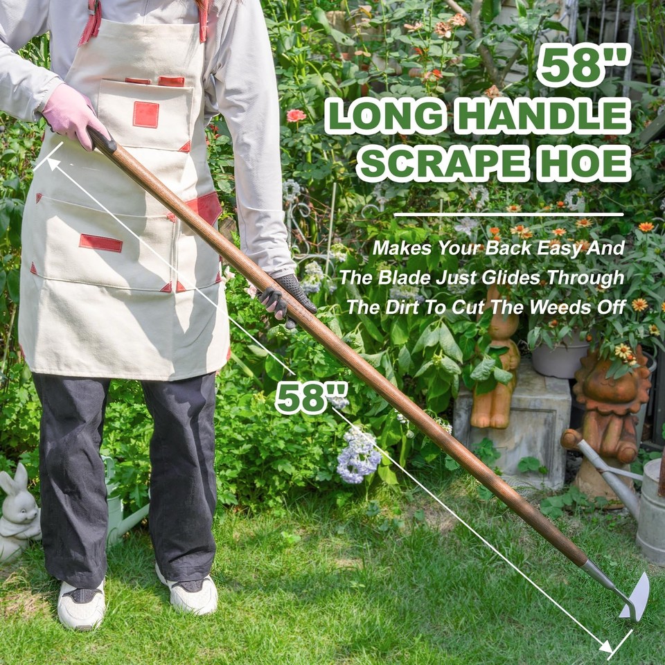 Sickle Hoe, 58'' Long Handle Japanese Hand Hoe for Standing to Remove ...