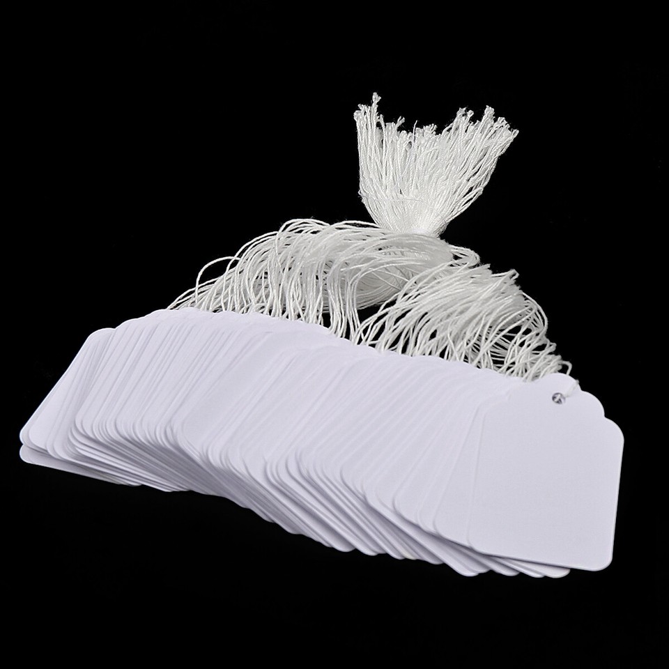 1000 Blank White Merchandise Price Tags +Strings 1.88*1.17in Retail ...
