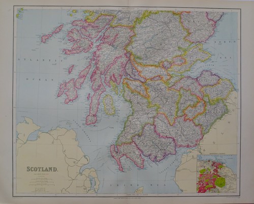 1933 MAP SOUTHERN SCOTLAND AYR DUMFRIES STIRLING EDINBURGH PERTH ...