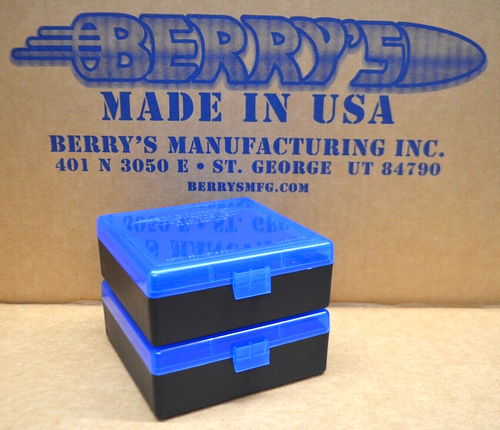 (2) 357 / 38 BERRY AMMO BOXES 100 ROUND STORAGE & RELOADING (BLUE ...