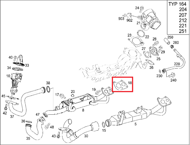 OEM MERCEDES BENZ Om642 EGR Cooler to Manifold Gasket A6421420580 ...