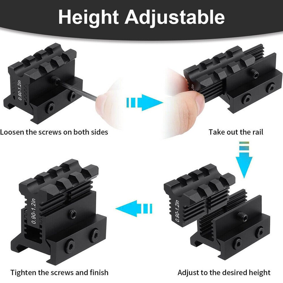 Picatinny Riser Mount Adjustable Height 0.9-1.2in Lockdown Series 3 ...