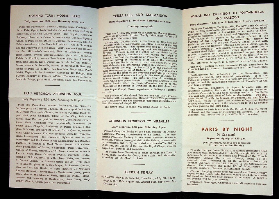 Paris Historical Tour Pamphlet 1940's Chateaux Country Versailles ...