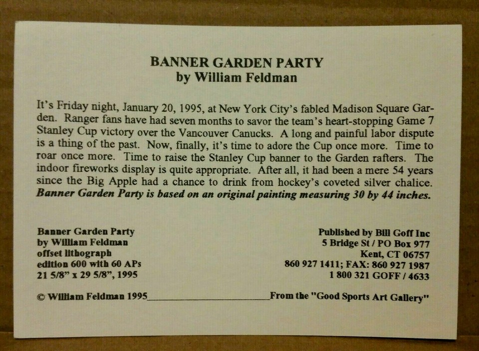 Bill Goff Advertising Card "Banner Garden Party" by William Feldman ...