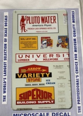 Microscale HO Billboards Signs Pluto Water Superior Bulding Decal Sheet ...
