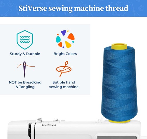 StiVerse 12 Colors Serger Thread, 12 Cones Threads of 1800 Yards Each ...
