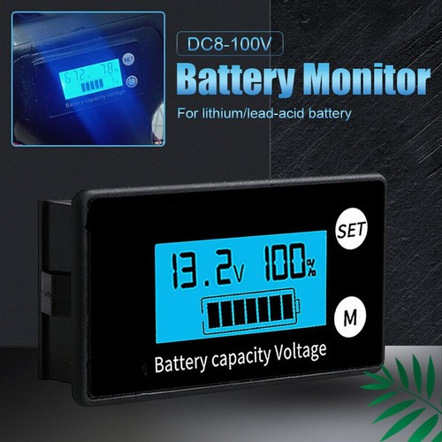 LCD Screen Battery Meter W/ Alarm Capacity Voltage Monitor DC 12V 24V ...