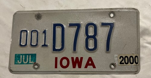LICENSE PLATES IOWA DEALER D787 2000 | eBay