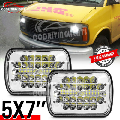 PAIR 7x6"5x7" LED Headlights Hi/Lo Beam For GMC Savana 1500 2500 3500 ...
