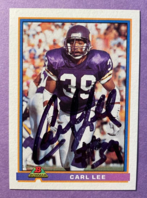 SIGNED CARL LEE 1991 TOPPS BOWMAN FOOTBALL CARD AUTOGRAPHED - VIKINGS ...