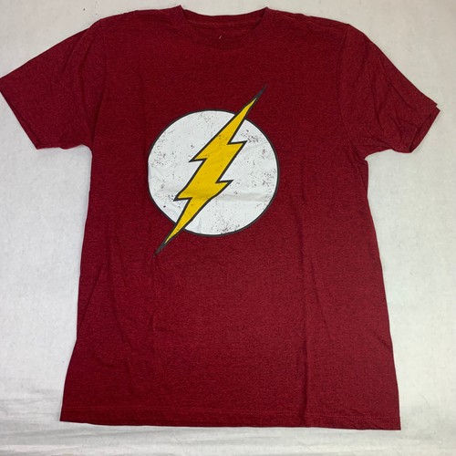 THE FLASH DC Superhero Lightning Speedster Logo Red Graphic T Shirt ...