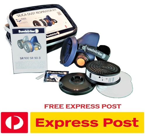 SUNDSTROM SR100 HALF FACE MASK SILICA RESPIRATOR KIT WITH STORAGE BOX ...