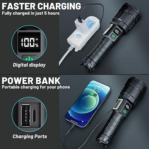 Flashlights High Lumens Rechargeable LED - 990,000 Lumens Brightest ...