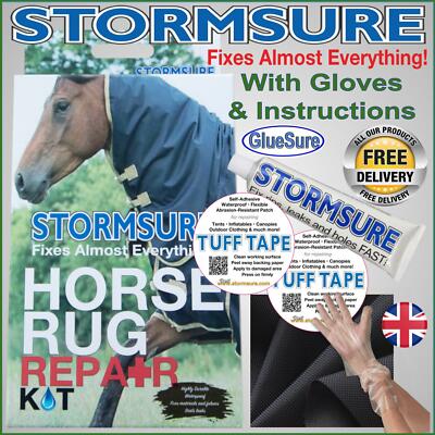 Stormsure Horse Rug Repair Kit Waterproof 3 Nylon & 2 Tuff Patches 2 ...