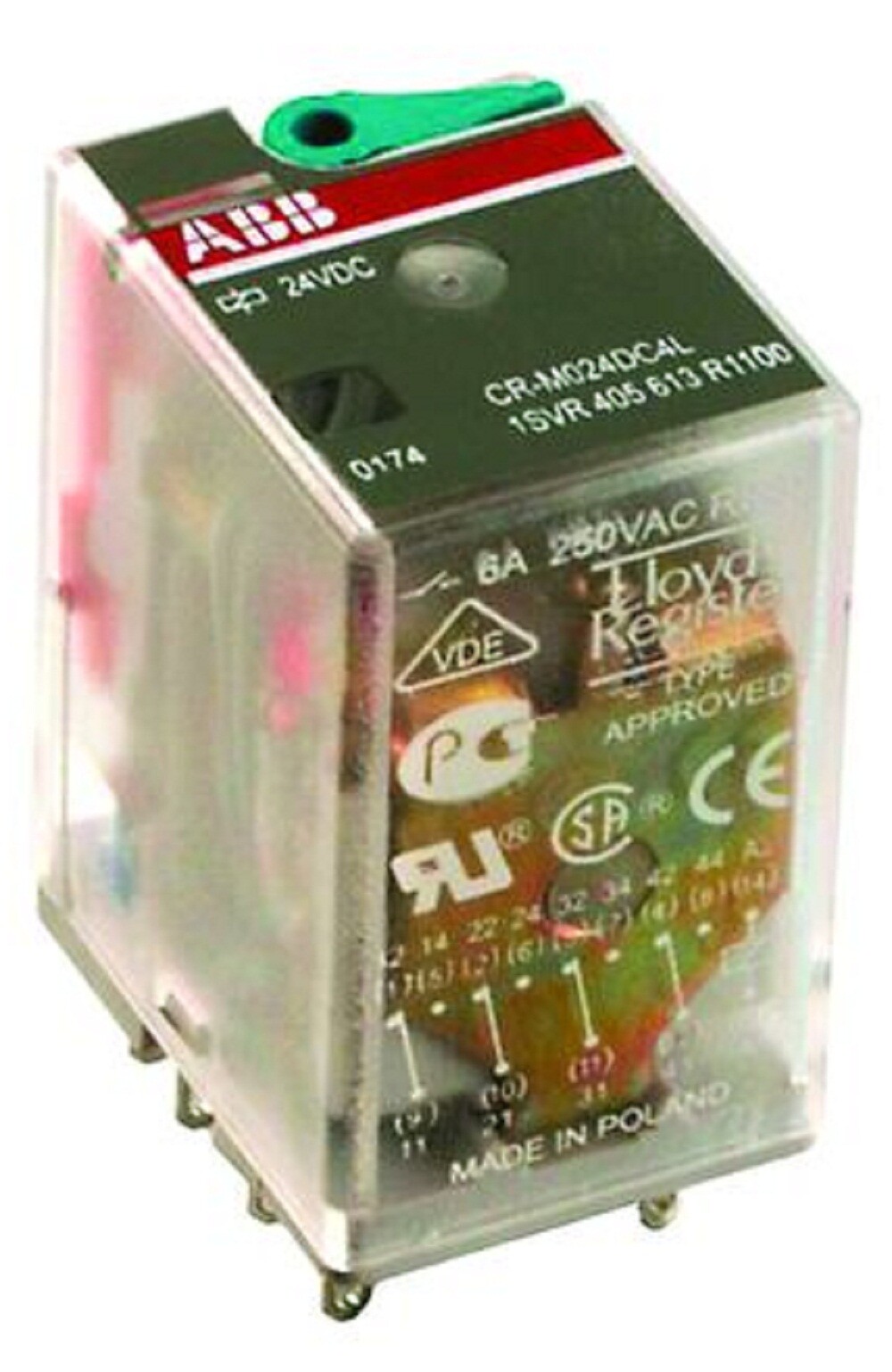 ABB PLUGGABLE MINIATURE RELAY 6A 4xN/C 4xN/O Contacts- 12VDC, 24VDC Or ...