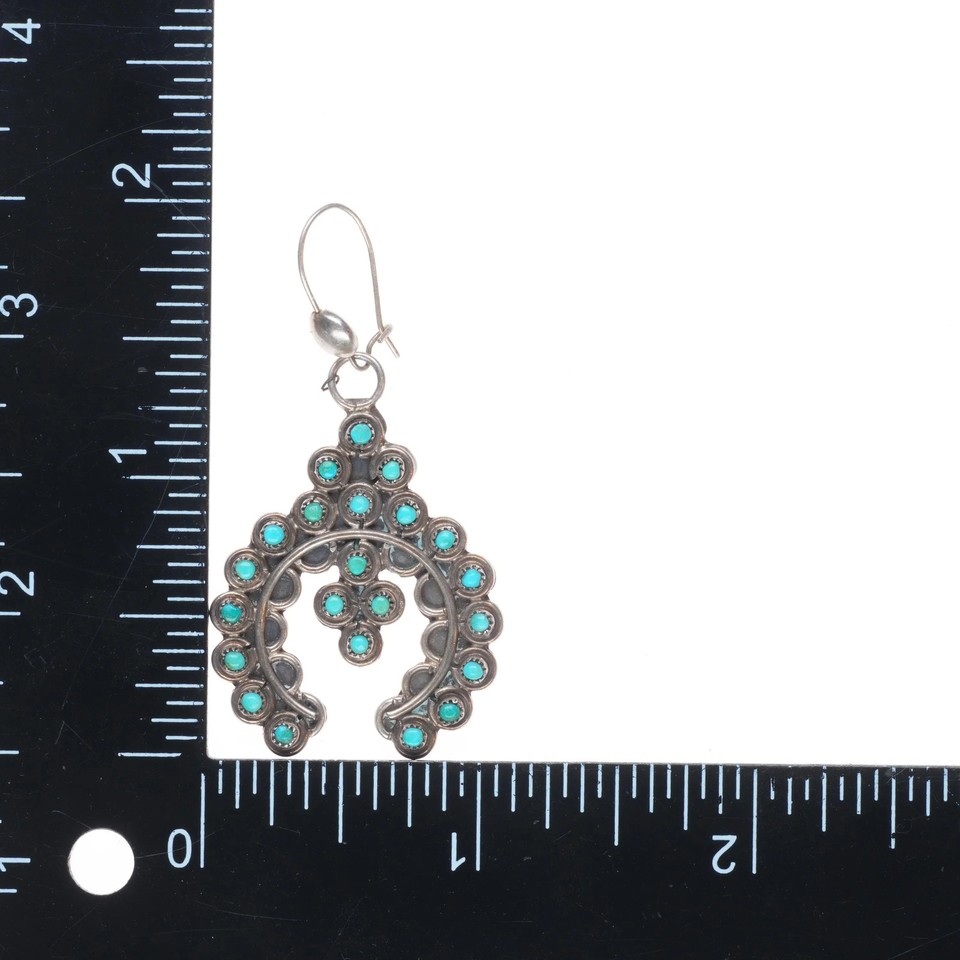 Vintage Zuni sterling silver snake eye turquoise Naja form dangle ...