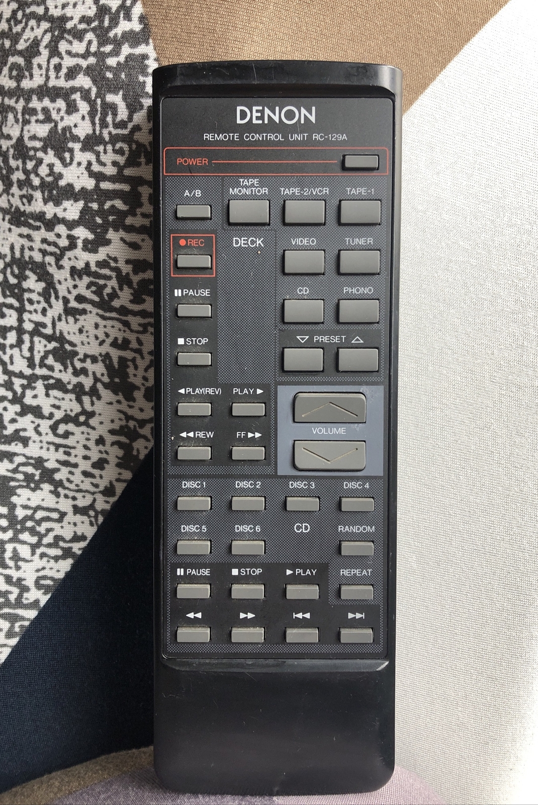 Rare Denon Stereo Remote Control RC-129A FOR DRA-335 345 435 454R RA335 ...