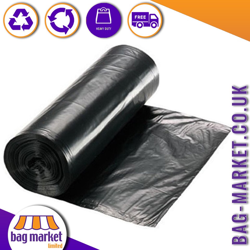 Heavy Duty Black Bin Bags on a Roll - 100 Litre - Liners, Strong ...