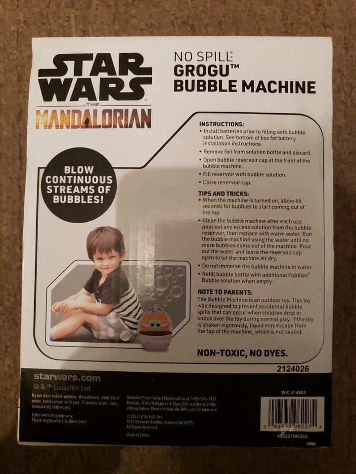 NEW Star Wars The Mandalorian Grogu Baby Yoda Bubble Machine New Sealed ...