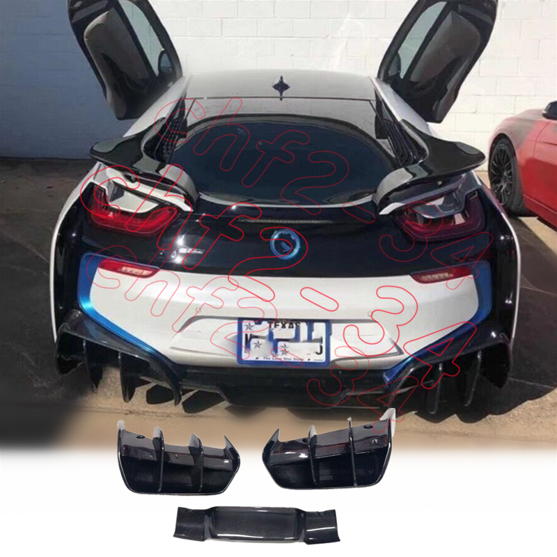 Real Carbon Fiber Rear Diffuser Car Trunk Bumper Parts Sets For BMW i8 ...
