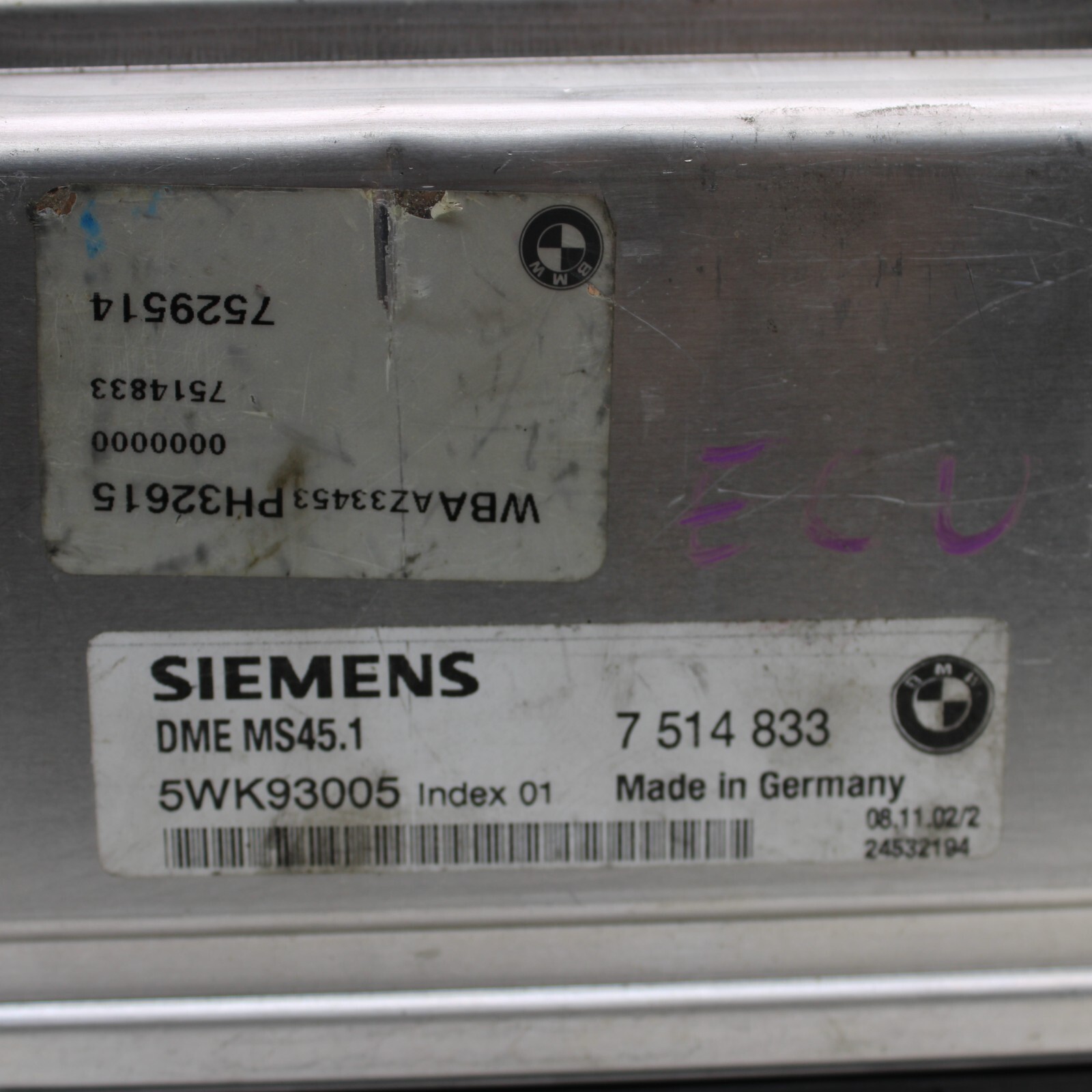 03-05 BMW 325I 2.5L L6 E46 ENGINE DME ECM ECU BASIC COMPUTER CONTROL ...