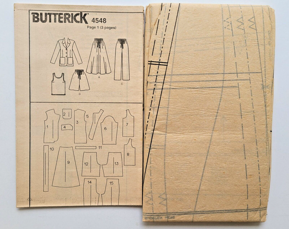 90s Butterick Sew Pattern Misses/Petite Jacket Top Skirt Shorts Pants ...