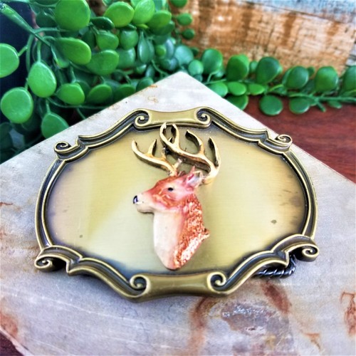 Vintage 1978 Raintree Buck Belt Buckle Brass Color Hunting Deer 3D ...