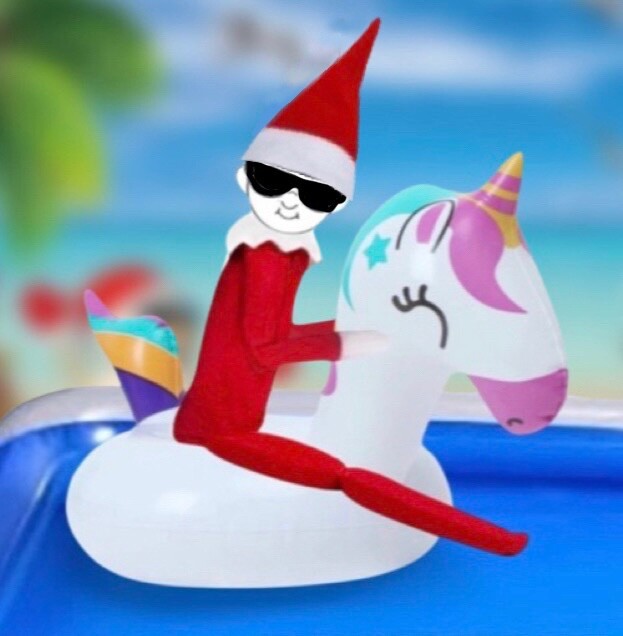 Christmas Elf Unicorn Float in Pool Prop Sunglasses Pump Float - Shelf ...