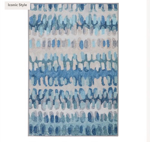 2 X 4 Ft Annie Selke Dash Albert $72 Rug Paint CHIP Mat Blue Machine ...