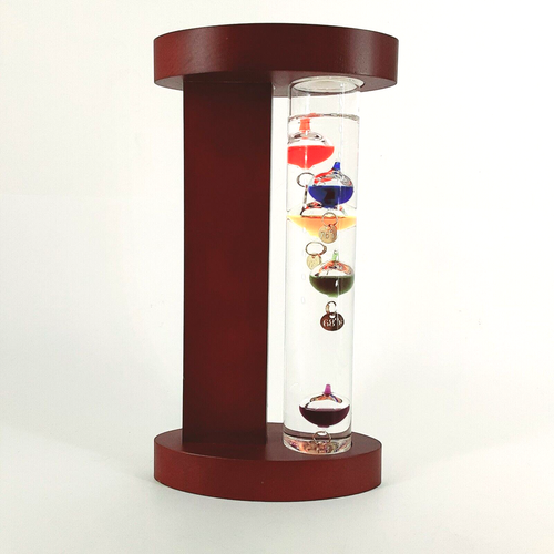 Acu Rite Galileo Thermometer with Wood Stand Floating Bulb Glass 9" | eBay