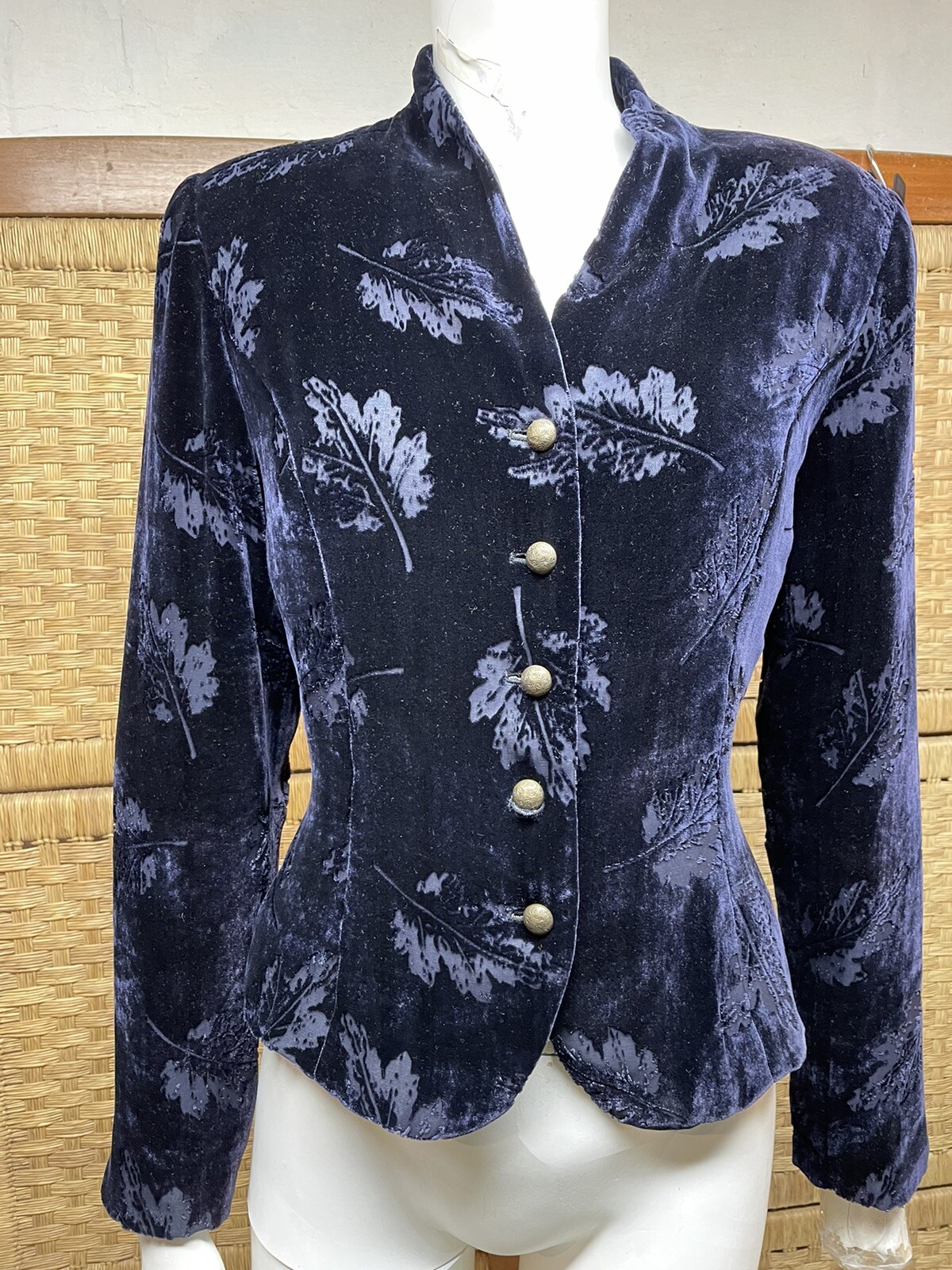 Dana Buchman Dark Navy Velvet Rayon-Silk Burnout Shaped & Cropped ...