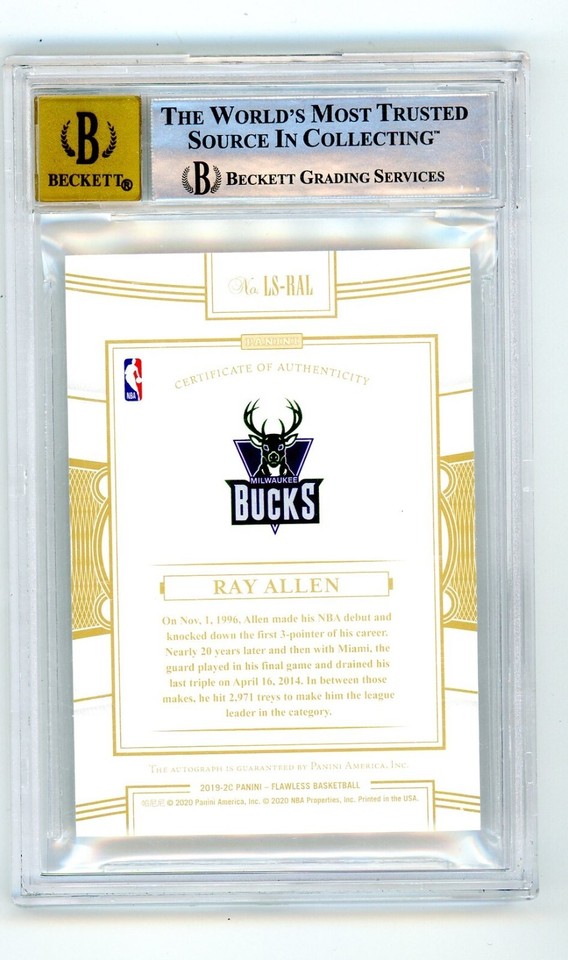 2019-20 Panini Flawless Ray Allen Legendary Scripts On Card Auto 15/25 ...