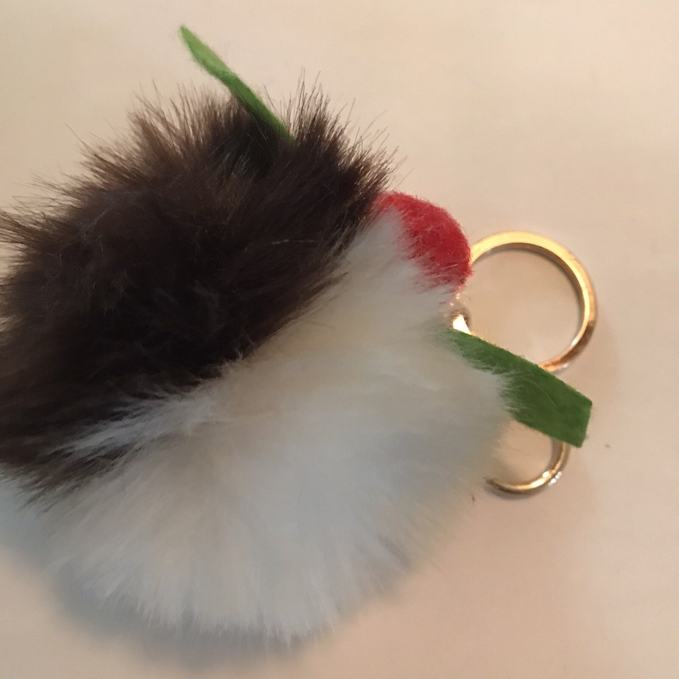 Christmas Poof KEYCHAIN Keyfob CLASP GOLD FUR BALL Furry POM POM J1017 ...