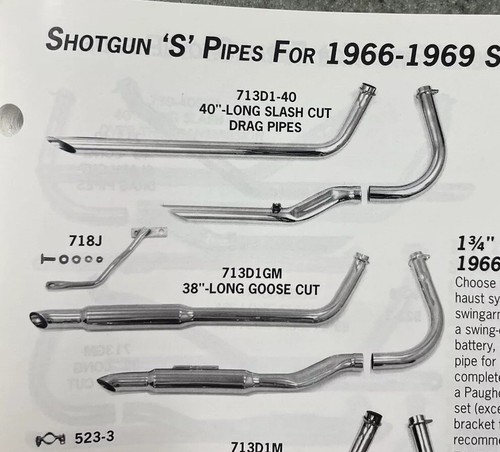Paughco Slash Cut 40” 713D1-40 Shotgun Drag Pipes 1966-69 Swing Arm ...