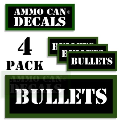 BULLETS Ammo Can Decals Ammunition Ammo Can Labels 3"x1.15" Vinyl 4 ...