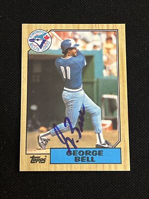 GEORGE BELL 1987 TOPPS SIGNED AUTOGRAPHED CARD #681 BLUE JAYS JSA ...