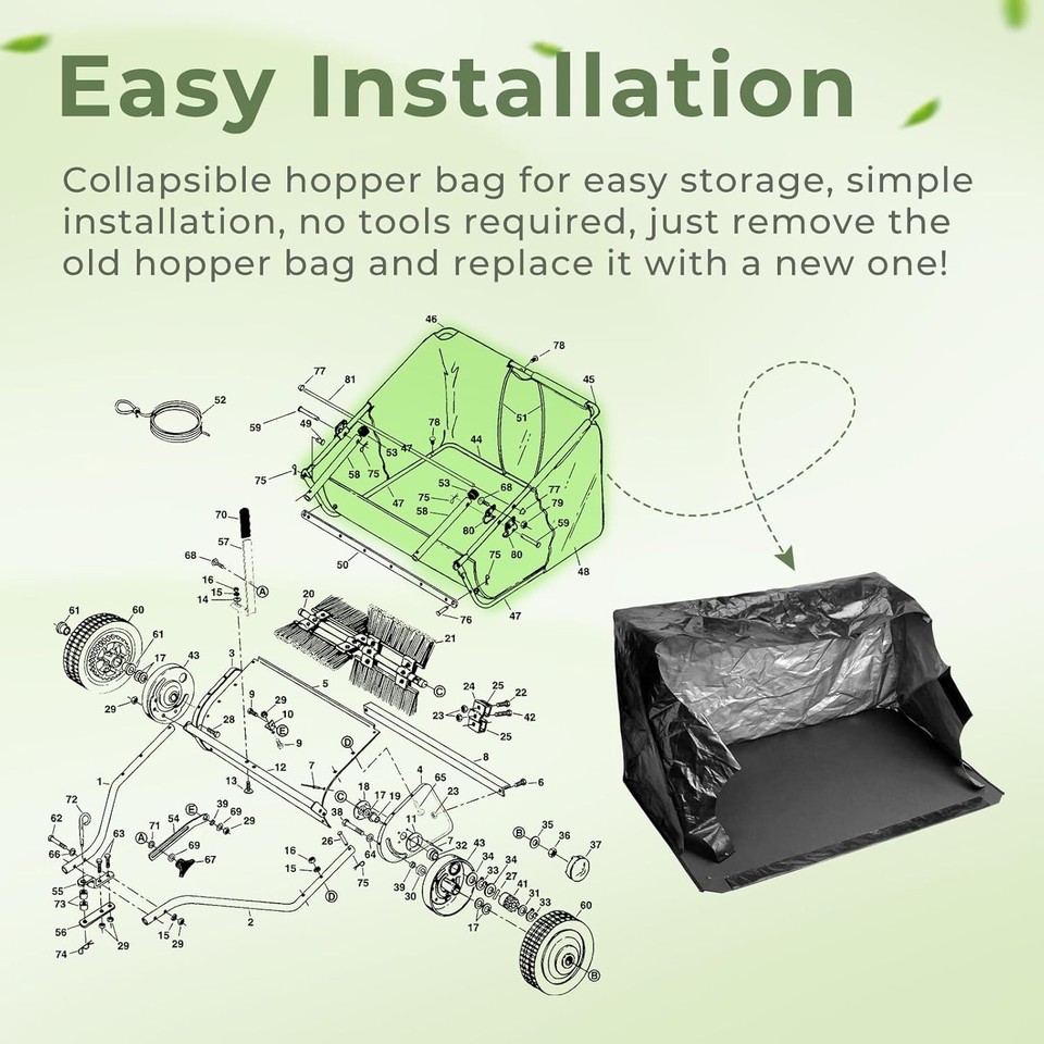 48388 Hopper Bag Replacement for Agri-Fab 45-0320 Tow Lawn Sweeper,Lawn ...