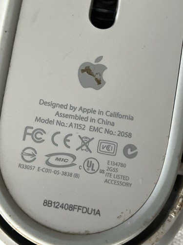 Apple Mighty Mouse Mac Pro Model A1152 White Optical USB Wired TESTED ...