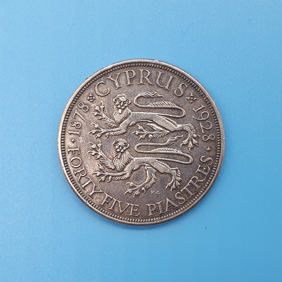 George V 1928 Cyprus Milled Silver 45 Piastres Coin | eBay UK