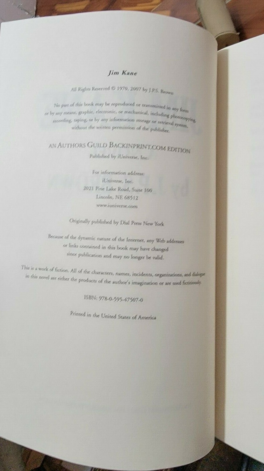 JIM KANE: by J.P.S. Brown 2007/SC/VG Authors Guild Back in Print SHIPS ...