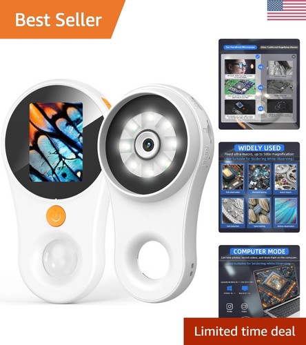 Pocket-Sized Digital Microscope, 200W Pixels, Adjustable LED, 500x ...