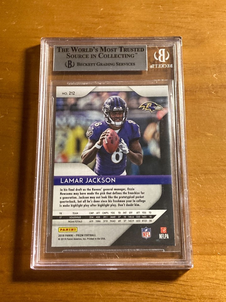 2018 Panini Prizm LAMAR JACKSON Rookie Card RC #212 BGS 9 Mint ...