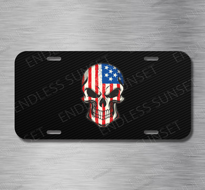 USA Skull Freedom Patriot Liberty America Car License Plate Front Auto ...