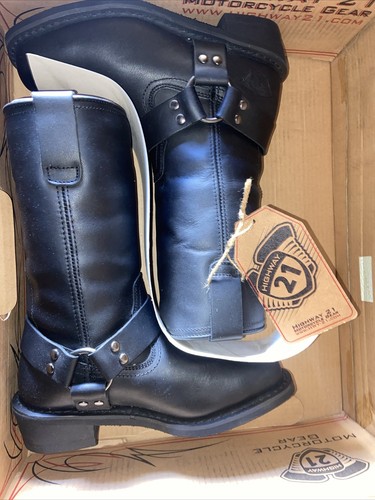 HIGHWAY 21 SPARK Harness Leather Riding Boots (Black) Choose Size | eBay