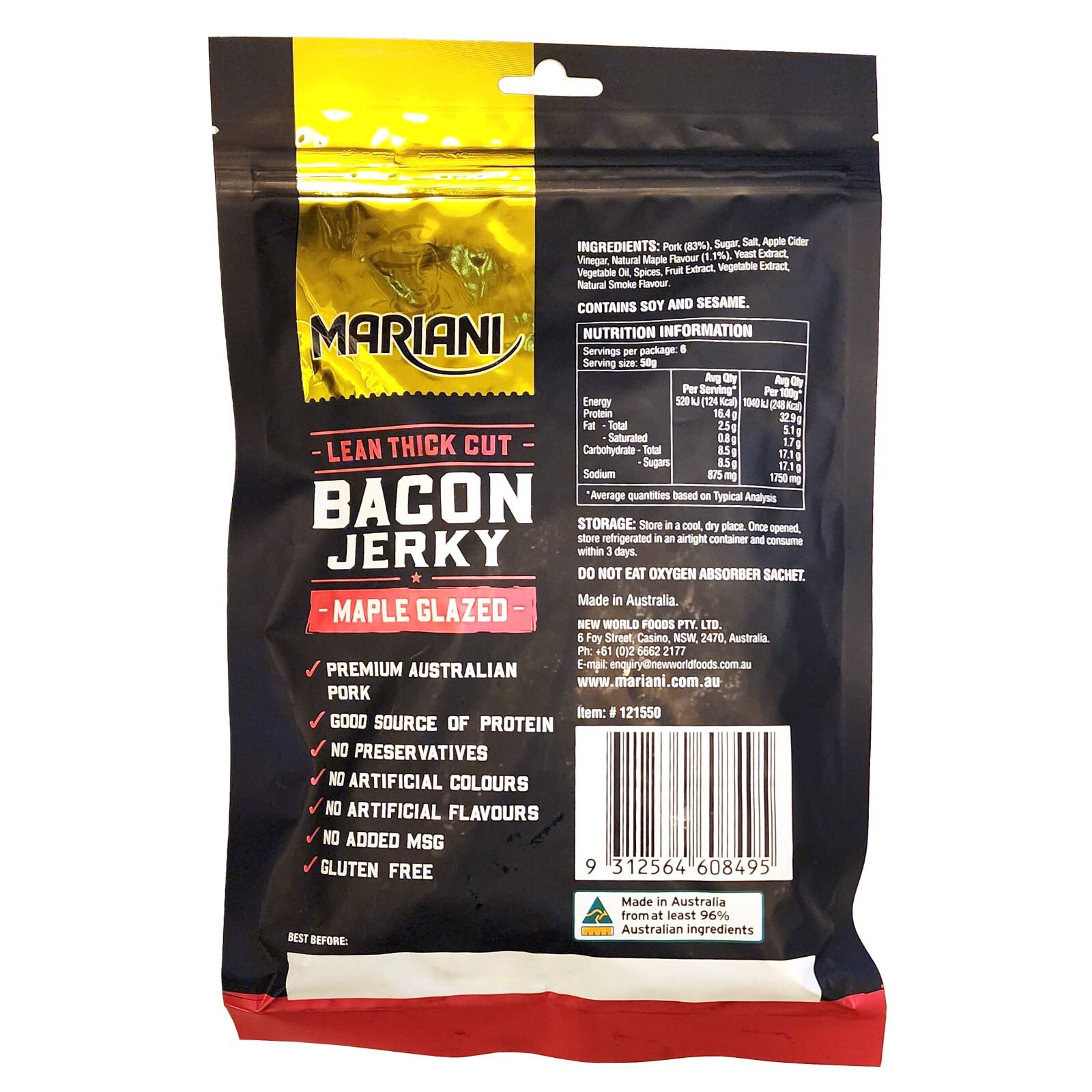 Premium Australian Pork Lean Cuts Bacon Jerky Maple Glazed Protein ...
