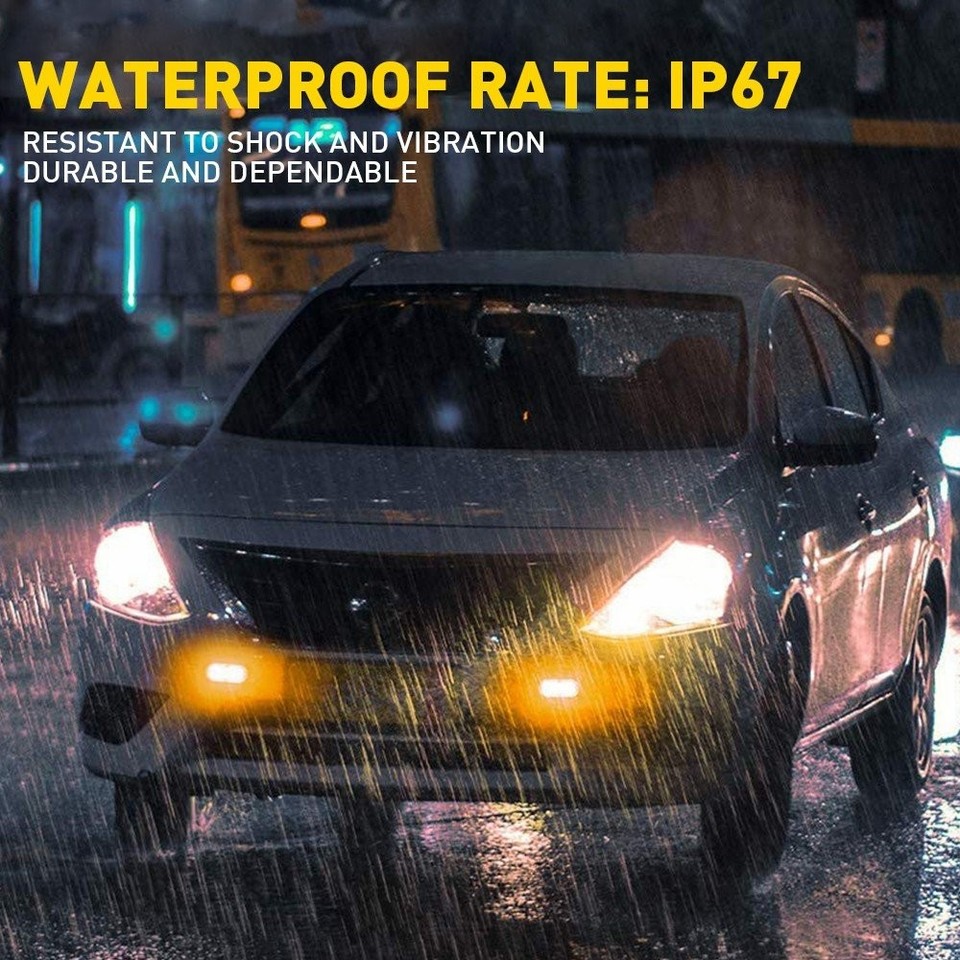 Amber Clearance Hazard Flash Strobe Light Dash Warning Lamp Bar Car ...