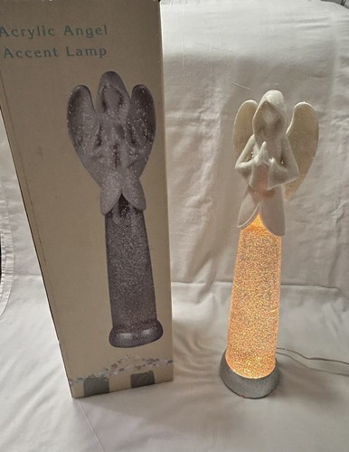 Cracker Barrel 22" Acrylic Glitter Angel Water Holiday Silver Lamp | eBay