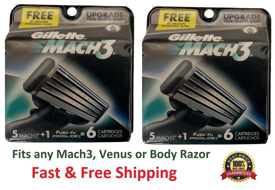 12 Gillette Mach3 Razor blades 10 Mach 3 & 2 Fusion Proglide Refill ...