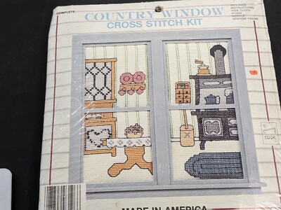 Country Window Cross Stitch Kit - Vintage Kitchen Scene | eBay