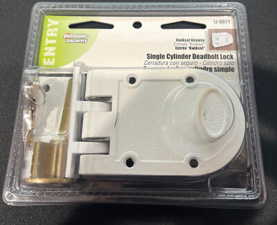 Security Defender U-9971 Single Cylinder Deadbolt Lock In White BRAND ...